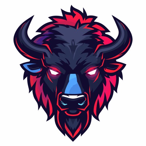 Bison Logos Abstract Black Red Bison Head Logo Template PNG Vector In