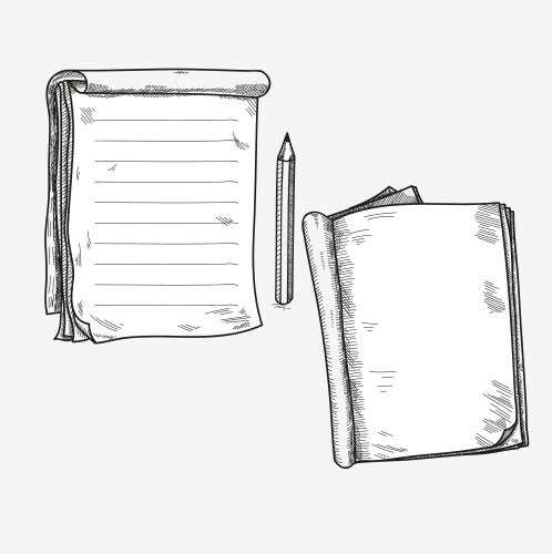 Hand drawn doodle sketch open notebook clear page Vector Image