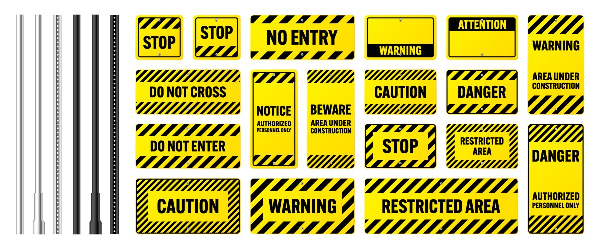 Danger and dangerous zone warning red frames hud Vector Image