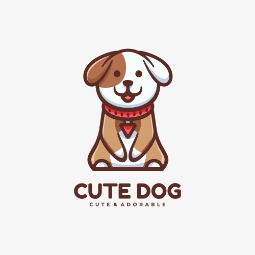 Puppy dog hug a heart logo mascot template Vector Image