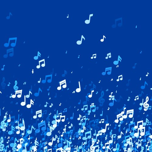 Cascading blue music notes Royalty Free Vector Image