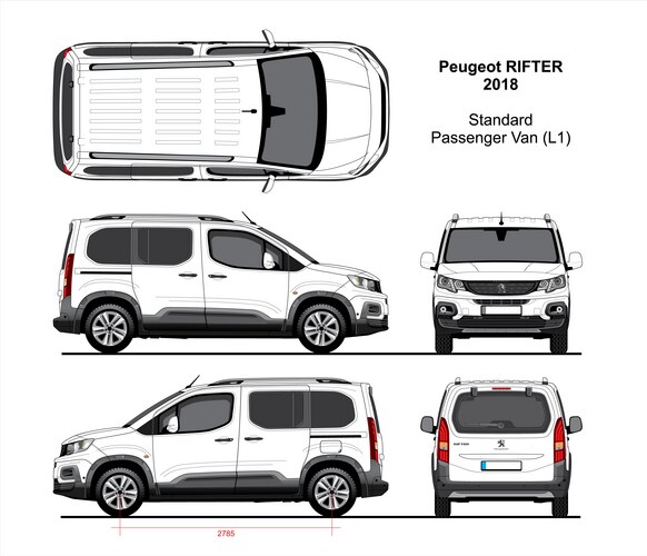 Peugeot rifter passenger van l2 2018-present Vector Image