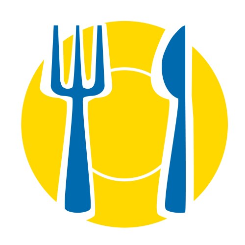 Restaurant sign with plate fork and knife Vector Image