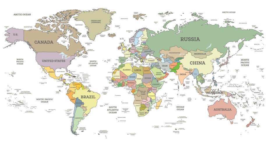 Detailed political world map with capitals Vector Image