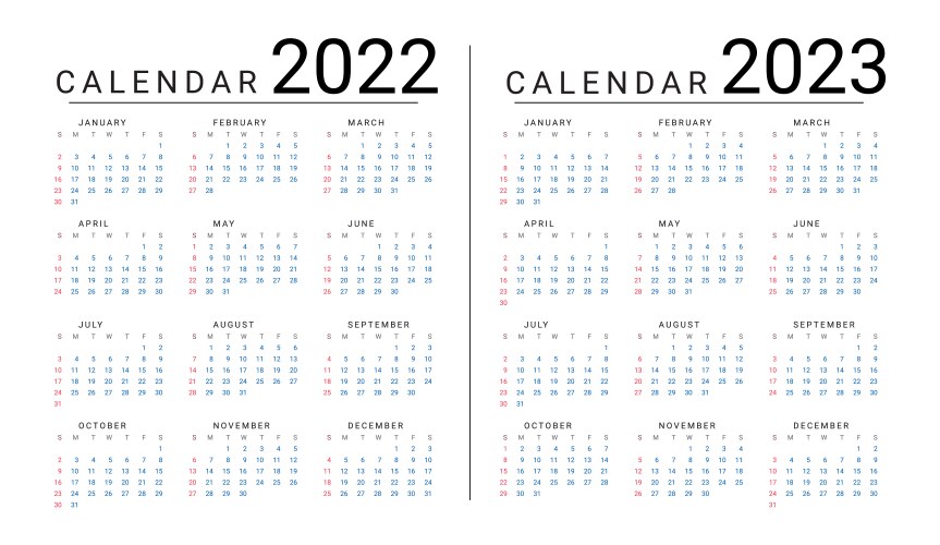 Mockup simple calendar layout for 2022 year week Vector Image