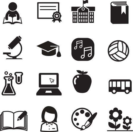 Set of black and white school logos Royalty Free Vector