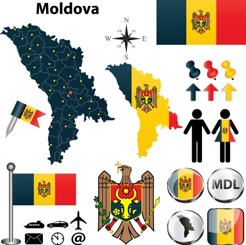 Moldova country infographic map in 3d Royalty Free Vector