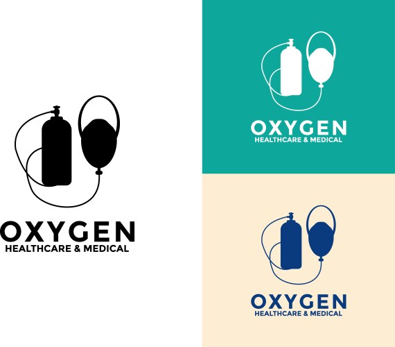 Medical oxygen cylinder logo icon set Royalty Free Vector
