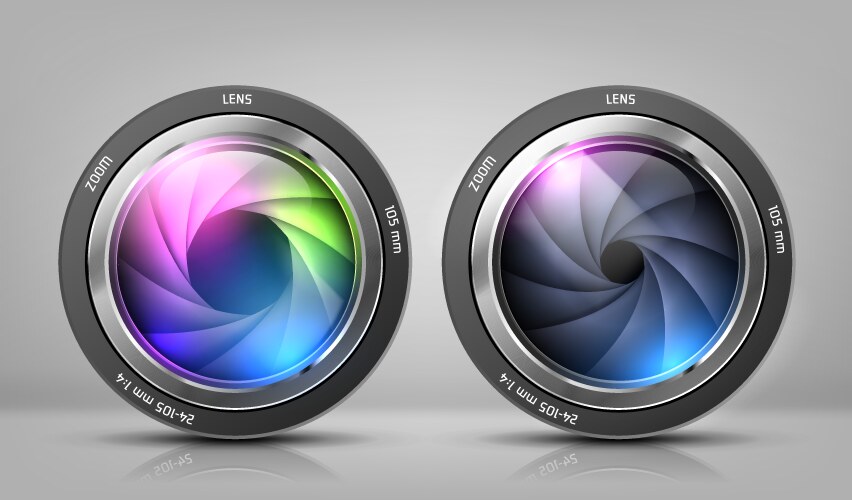 Photo optic lenses set Royalty Free Vector Image