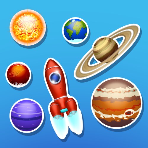 Solar system planet stickers Royalty Free Vector Image