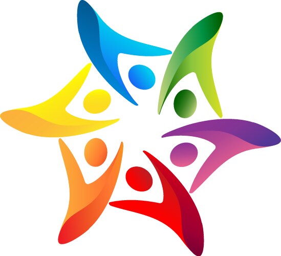 Teamwork support flower logo Royalty Free Vector Image