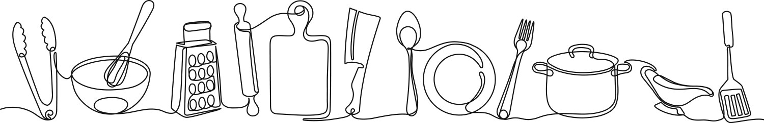 Kitchen tools continuous one line drawing Vector Image