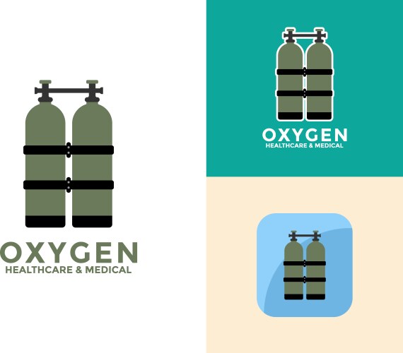 Medical oxygen cylinder logo icon set Royalty Free Vector
