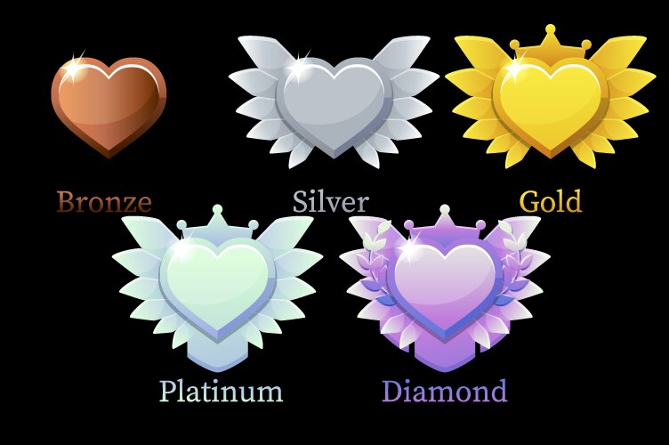 Game rank reward star gold silver platinum Vector Image