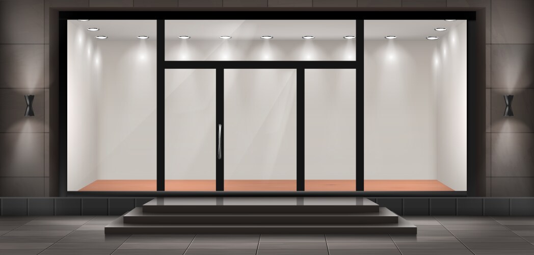Storefront entrance door and windows Royalty Free Vector