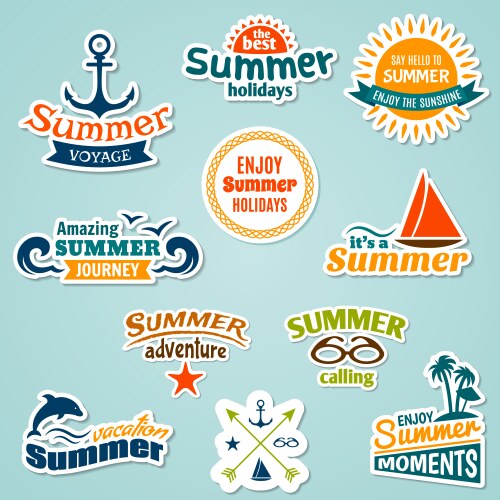 Summer label sticker badge icon set Royalty Free Vector