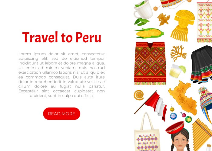 Traditional peru symbols and culture element Vector Image