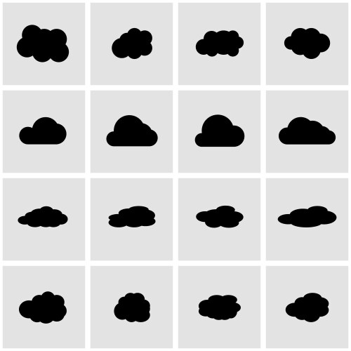 Black cloud icons set Royalty Free Vector Image