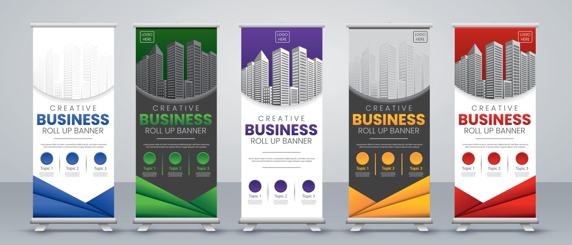Wave roll up banner design set Royalty Free Vector Image