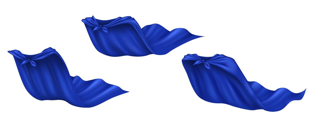 Hero blue silk cloaks realistic set Royalty Free Vector