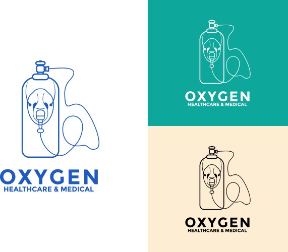 Medical oxygen cylinder logo icon set Royalty Free Vector