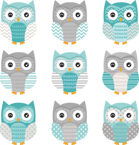 Set of colorful owls Royalty Free Vector Image