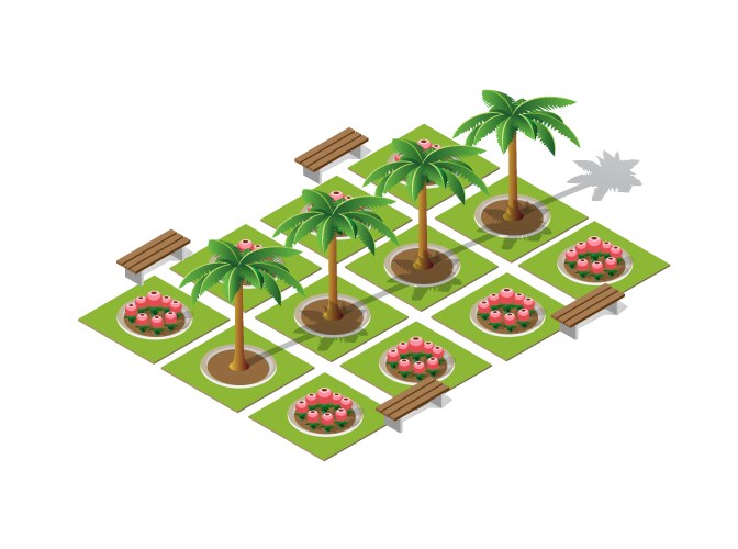 Isometric 3d set park Royalty Free Vector Image