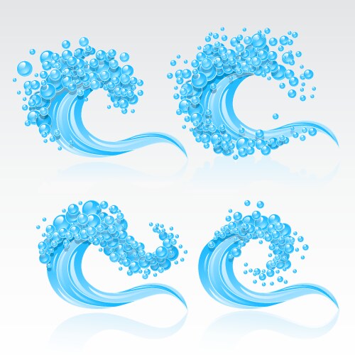 Four scenes of ocean waves Royalty Free Vector Image