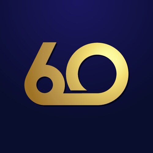60th golden anniversary logowith laurel wreath Vector Image