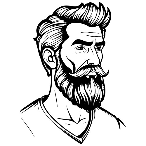 Cartoon beard hand drawn line transparent Vector Image
