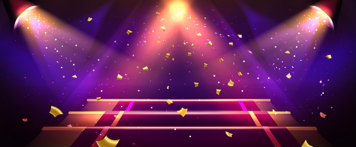 Gold light show stage abstract spotlight podium Vector Image