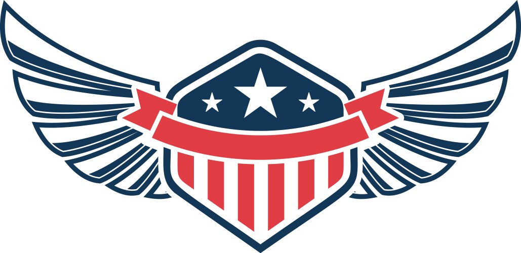 Emblem template with american flag and wings Vector Image