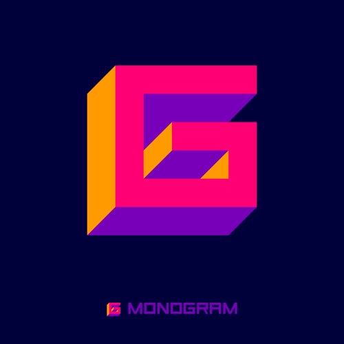 Geometric logo g letter cube monogram Royalty Free Vector