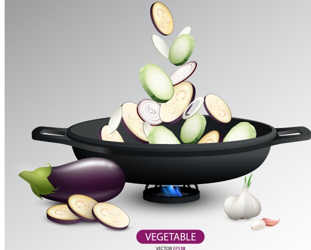 Pan dishes realistic Royalty Free Vector Image