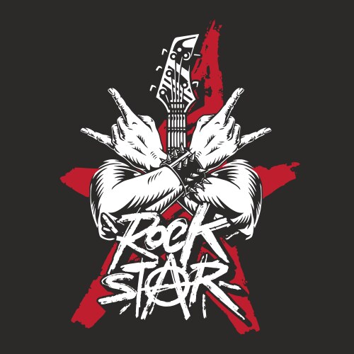 Rock star hand gesture with bold lettering design Vector Image