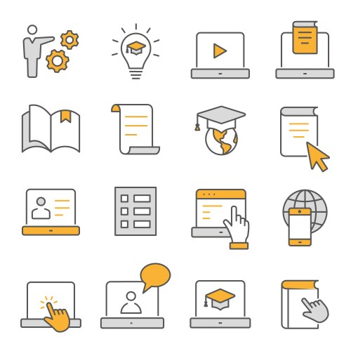 School education icon set Royalty Free Vector Image