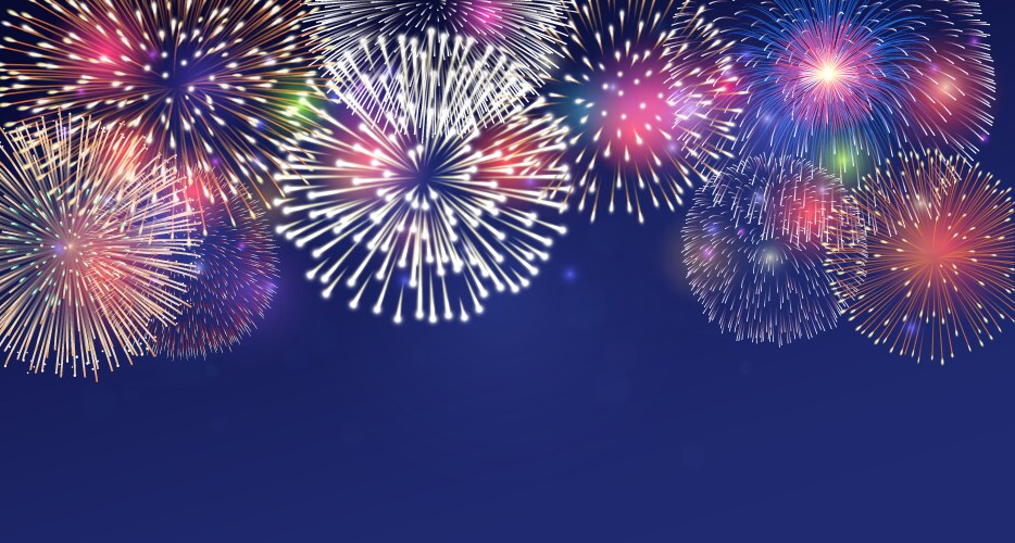 Colorful fireworks on night sky background Vector Image