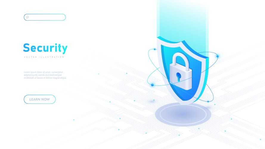Cyber security white poster Royalty Free Vector Image