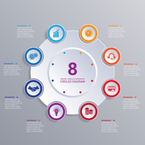 Semicircle template infographic 8 positions Vector Image