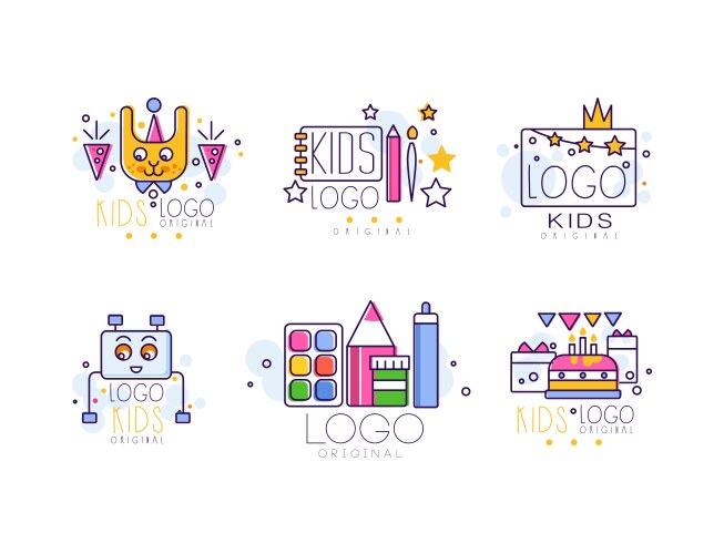 Creative kids logo craft and painting creativity Vector Image