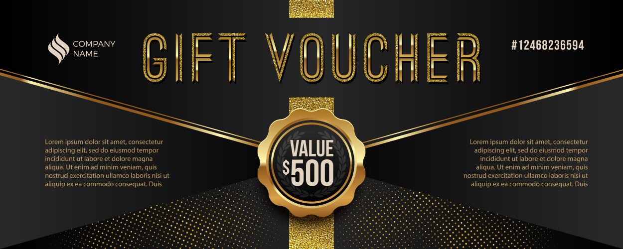 Template gift voucher with glitter gold Royalty Free Vector