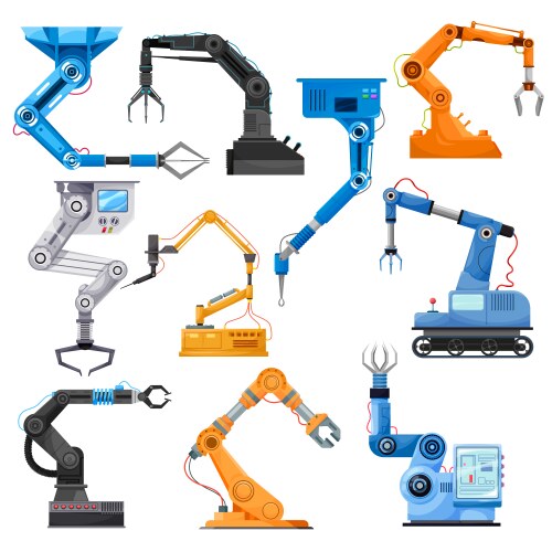 Industrial robot manipulator realistic cartoon Vector Image