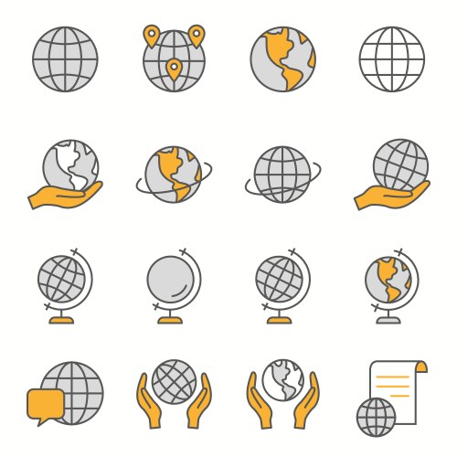 World landmarks flat icon set Royalty Free Vector Image