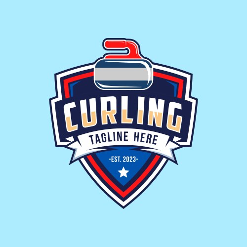 Curling logo sport design template icon Royalty Free Vector