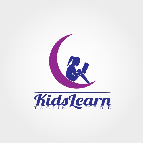 Kid learning logo templatechildren icon Royalty Free Vector