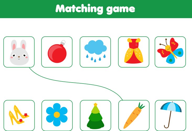 Matching children educational game match objects Vector Image