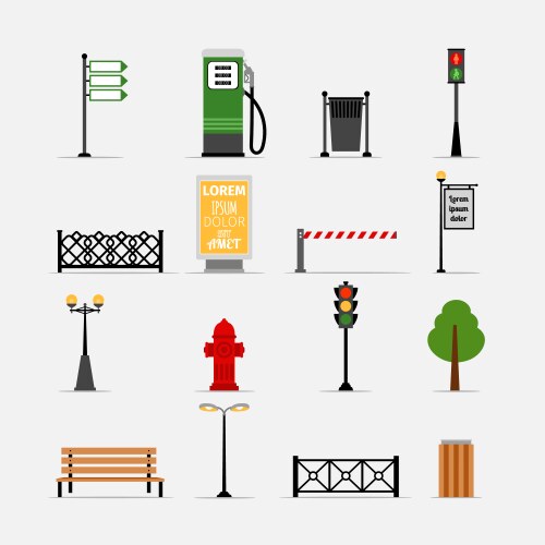 London city street icon set Royalty Free Vector Image