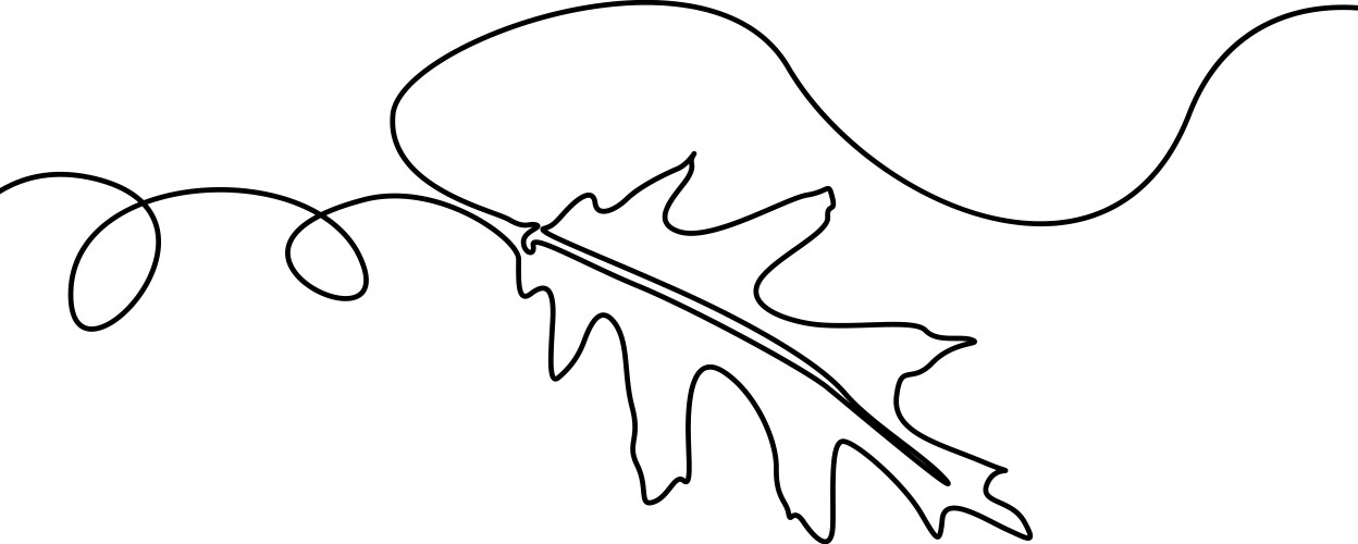 Continuous one line drawing tree leaf nature Vector Image