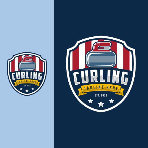 Curling logo sport design template icon Royalty Free Vector