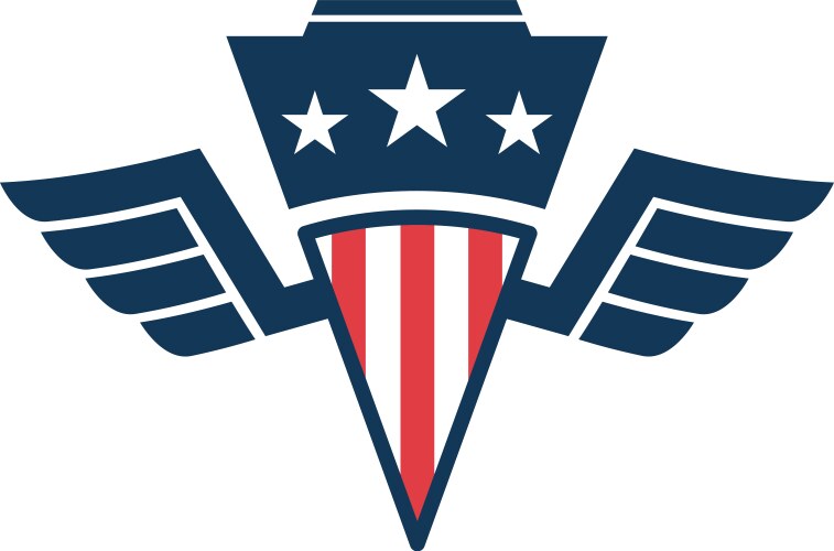 Emblem template with american flag and wings Vector Image